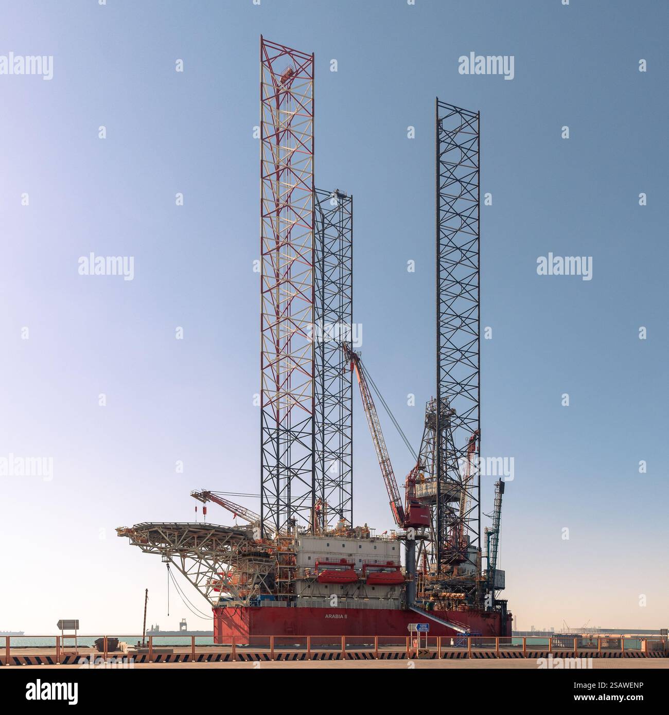 Manama, Bahrain - January 5, 2025: The offshore oil rig stands tall ...