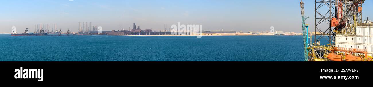 Manama, Bahrain - January 5, 2025: A panoramic view of the industrial ...