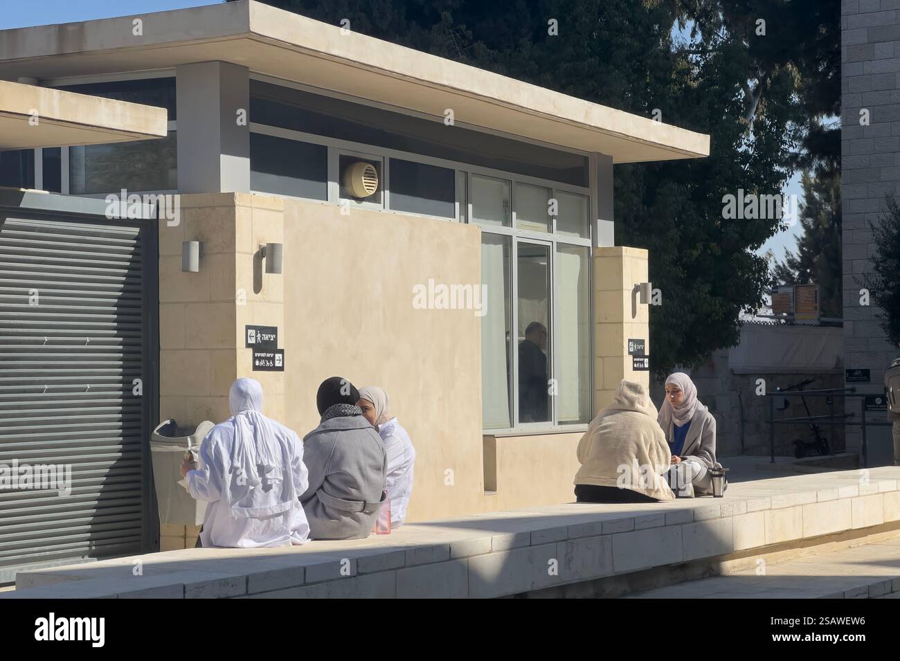 Israeli Arab students siting at the courtyard of the Hadassah academic ...