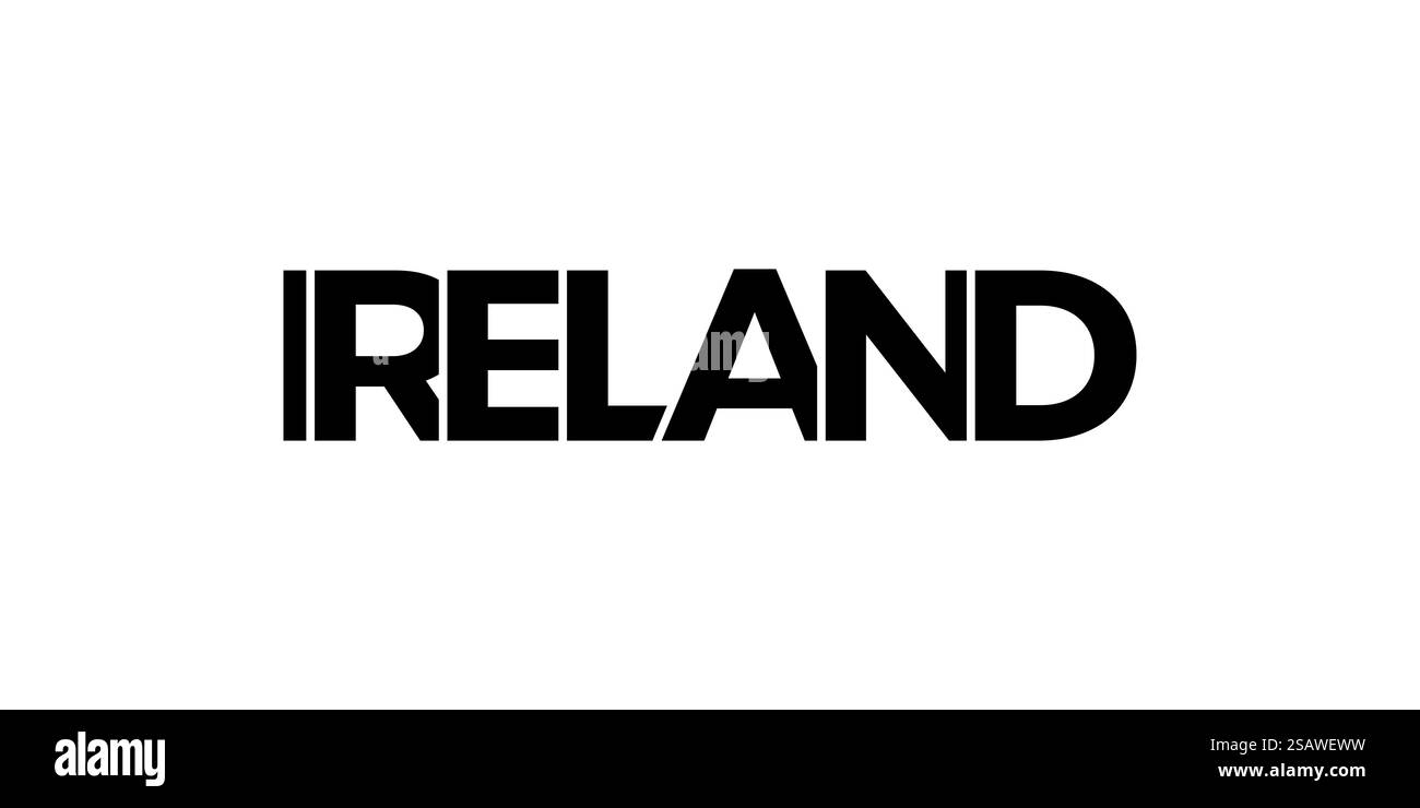 Ireland emblem for print and web. Design features geometric style, vector illustration with bold ...