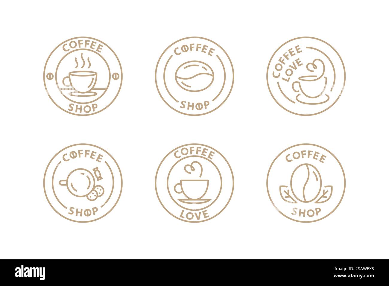 Vector coffee logo set template for cafe in modern line design Stock ...