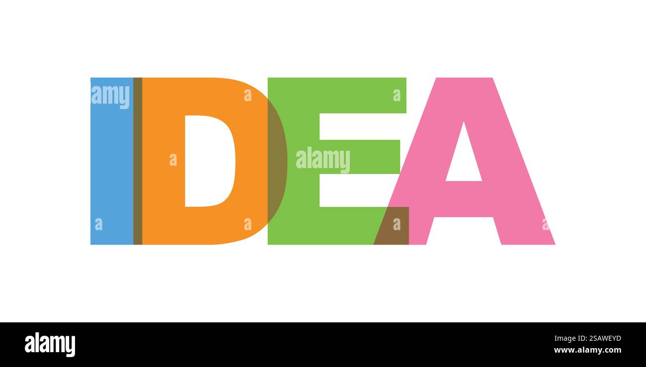 Idea business card text. Modern lettering poster. Color word art slogan ...