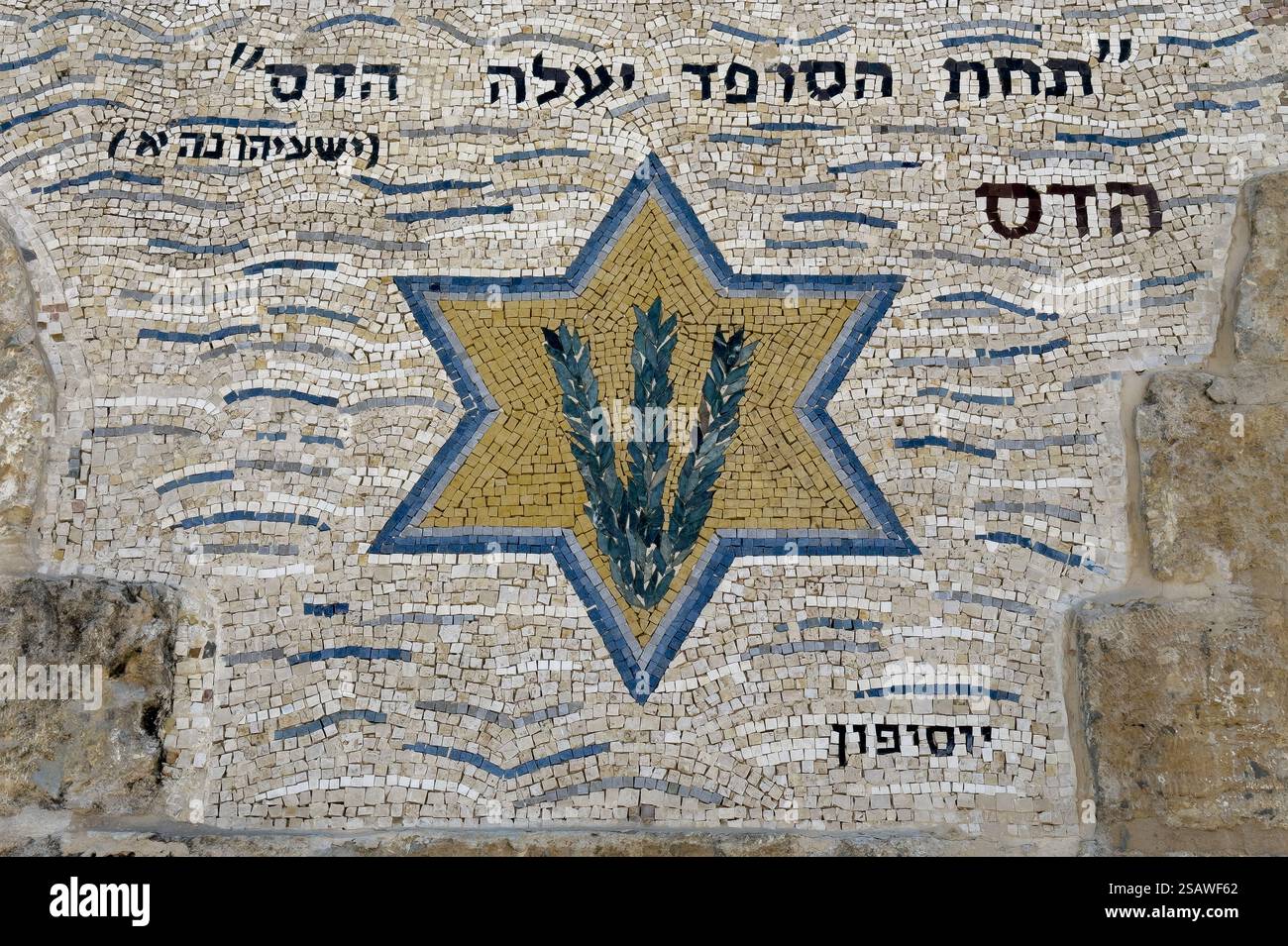 A mosaic showing image of a Hadass a branch of the myrtle tree to be ...