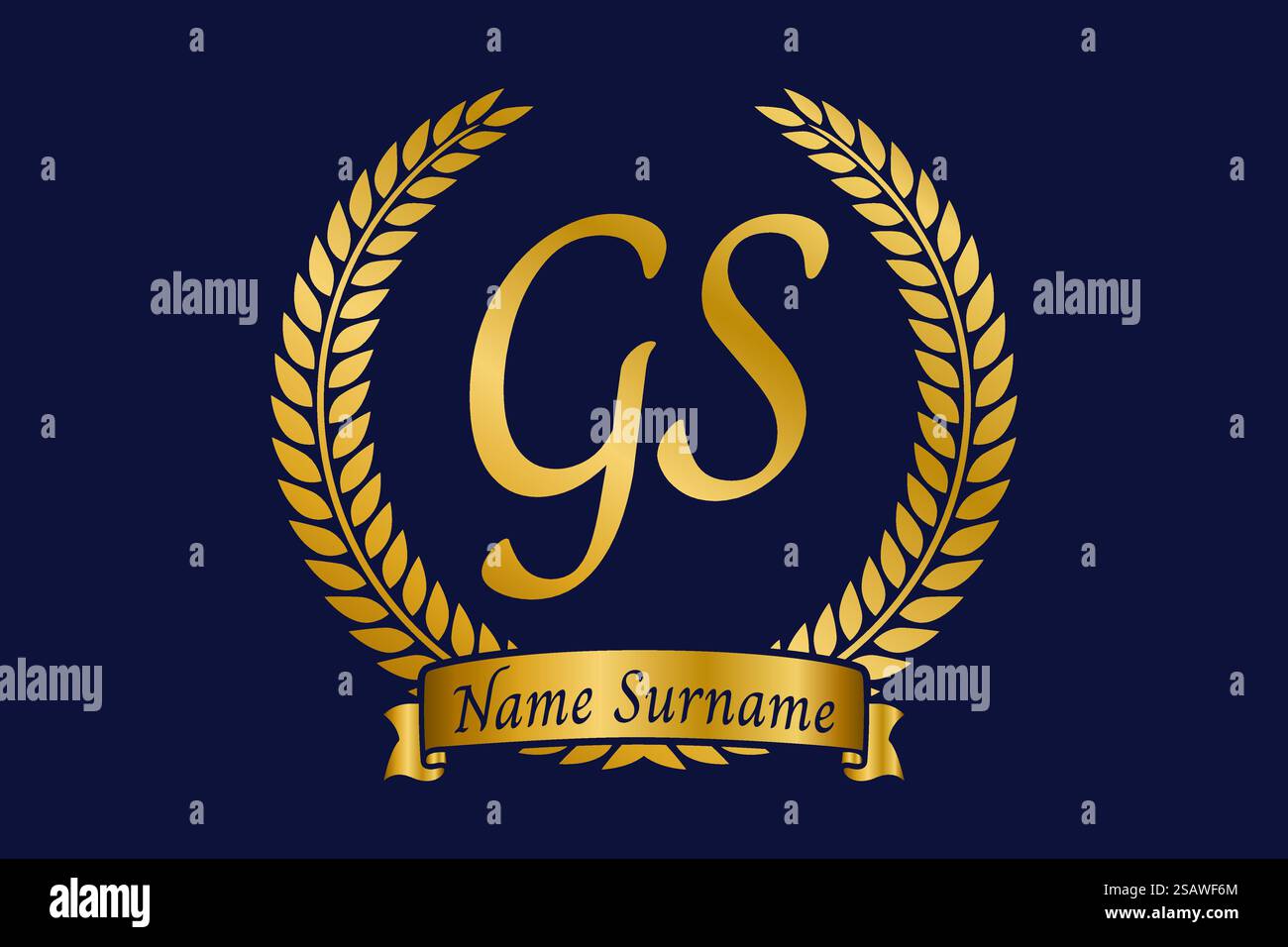 Initial letter G and S, GS monogram logo design with laurel wreath ...