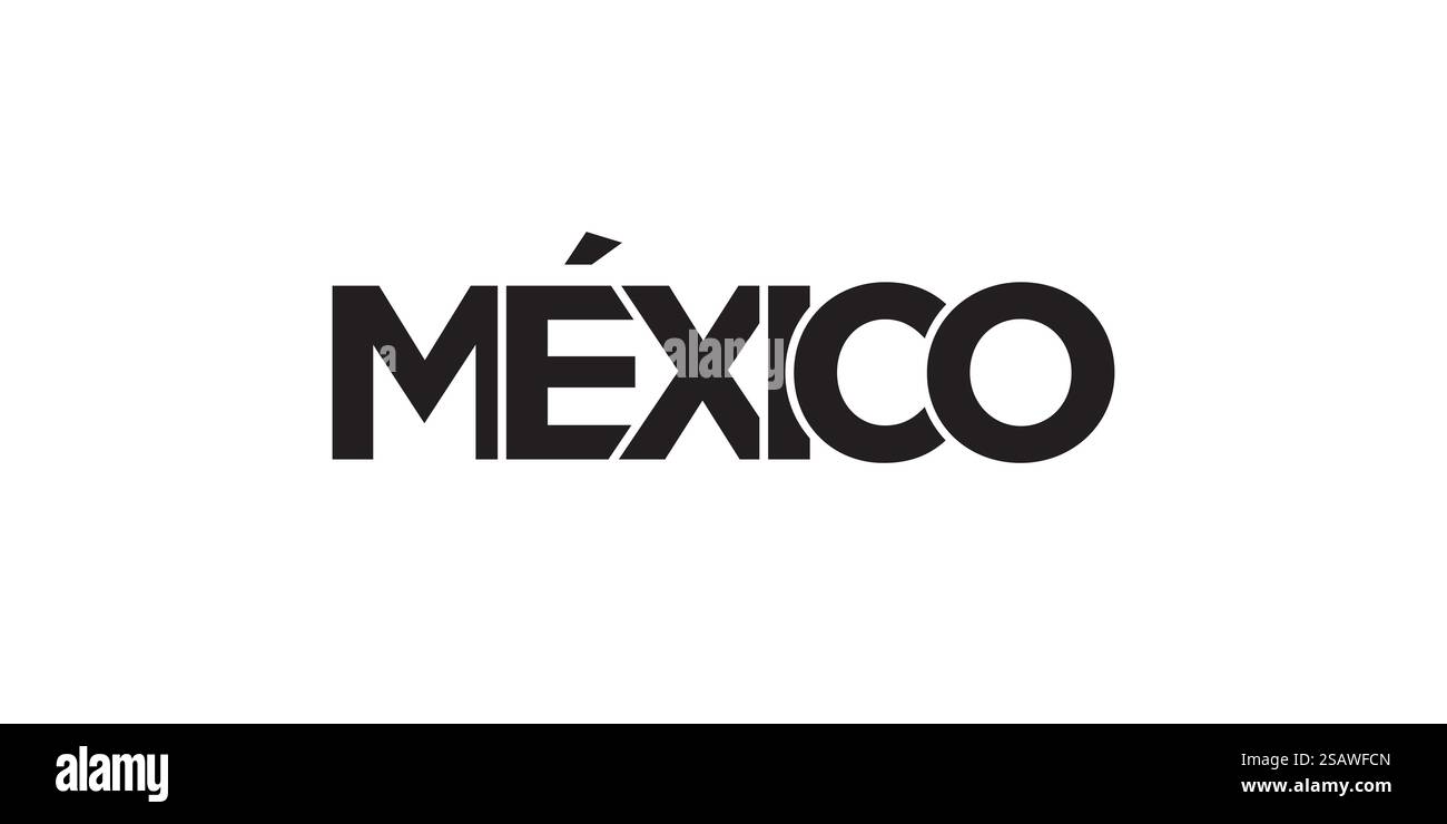 Mexico emblem for print and web. Design features geometric style, vector illustration with bold ...
