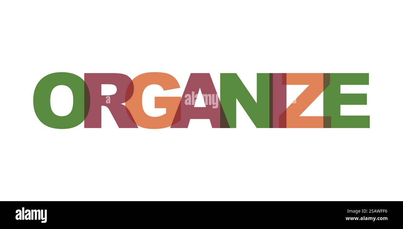 Organize business card text. Modern lettering poster. Color word art ...