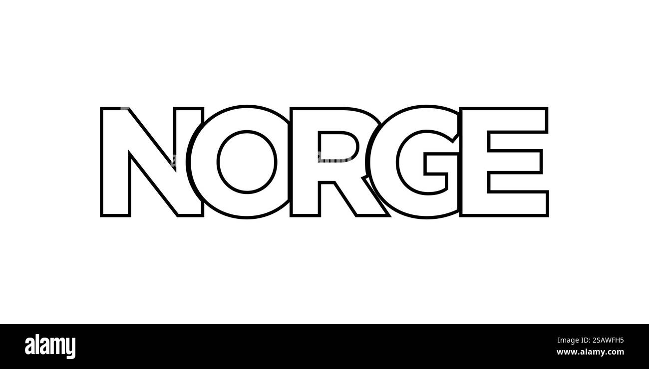 Norway emblem for print and web. Design features geometric style, vector illustration with bold ...