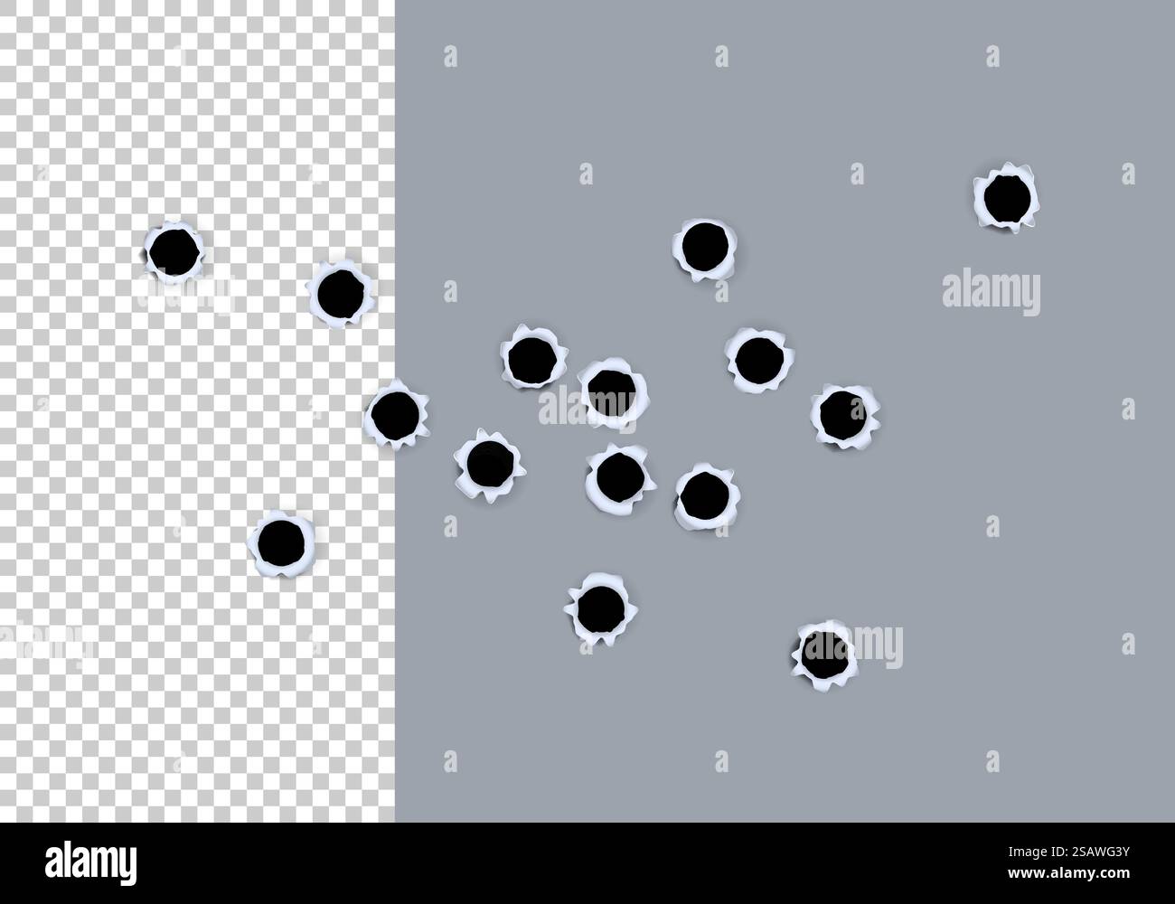 Bullet holes vector illustration. Damage and hole on surface from ...