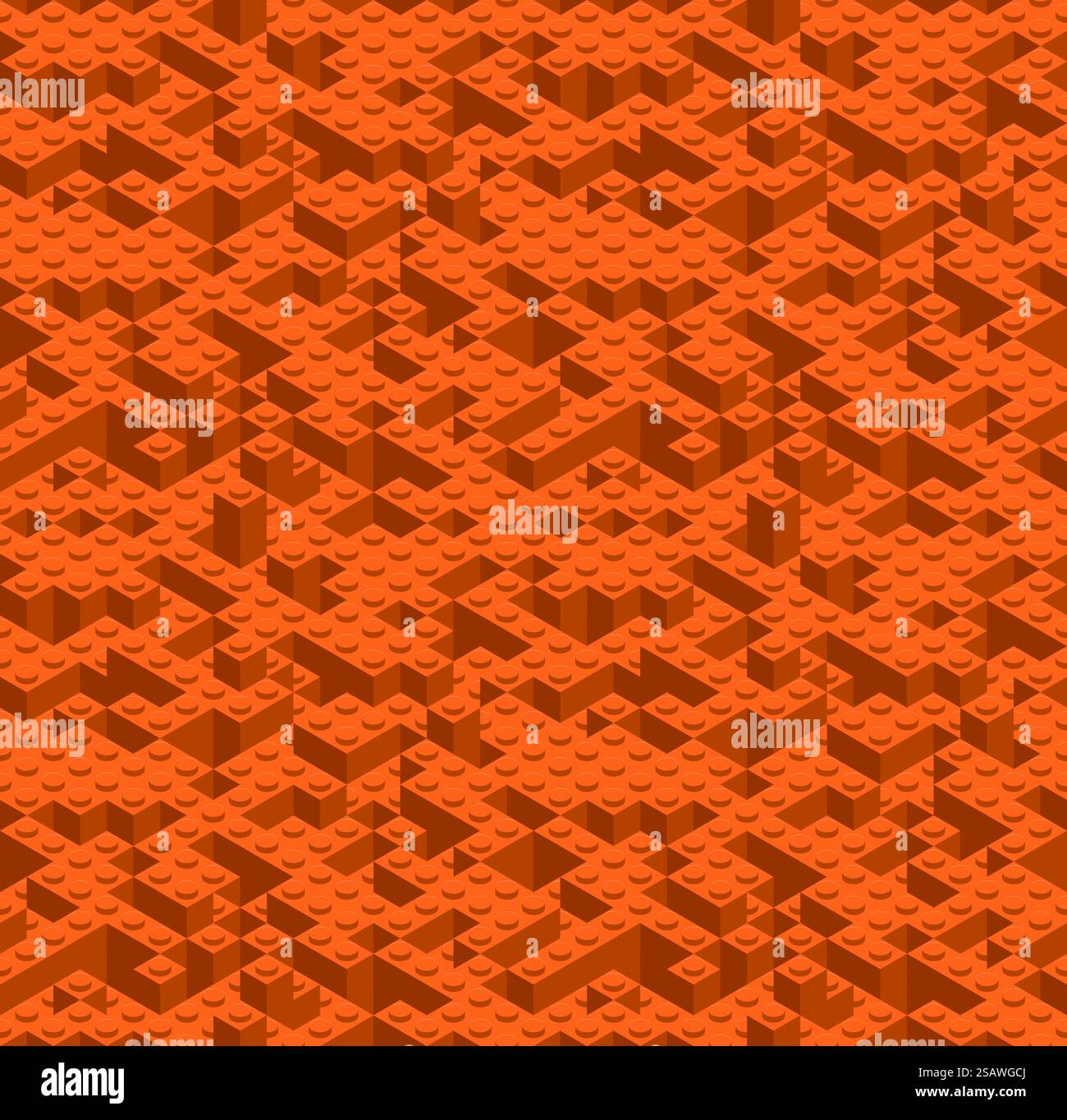 Plastic constructor game seamless pattern. Vector toy brick texture background. Perspective flat ...