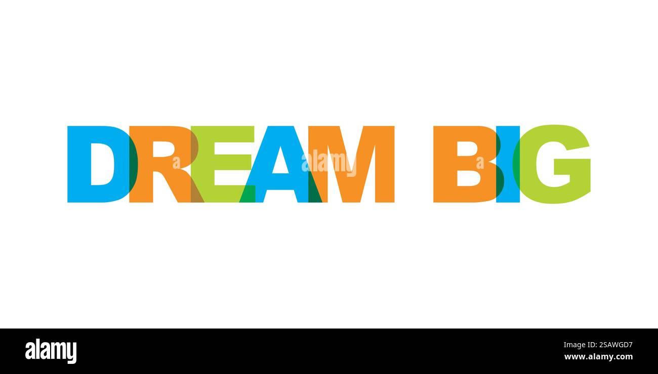 Dream big business card text. Modern lettering poster. Color word art ...
