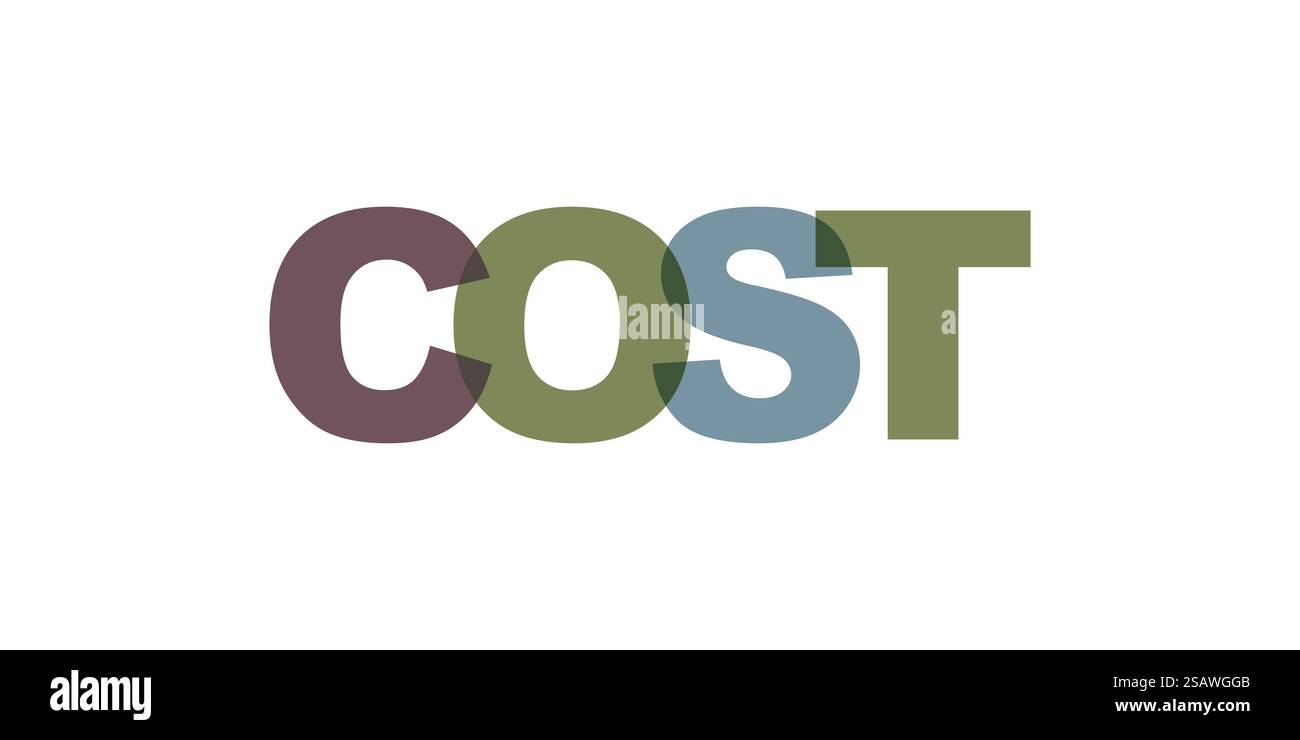 Cost business card text. Modern lettering poster. Color word art slogan ...
