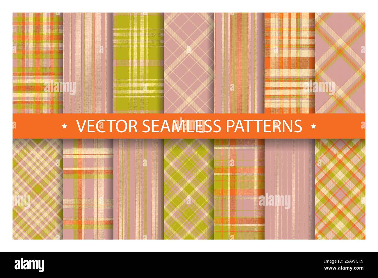 Tartan set pattern seamless plaid vector. Geometric background fabric ...