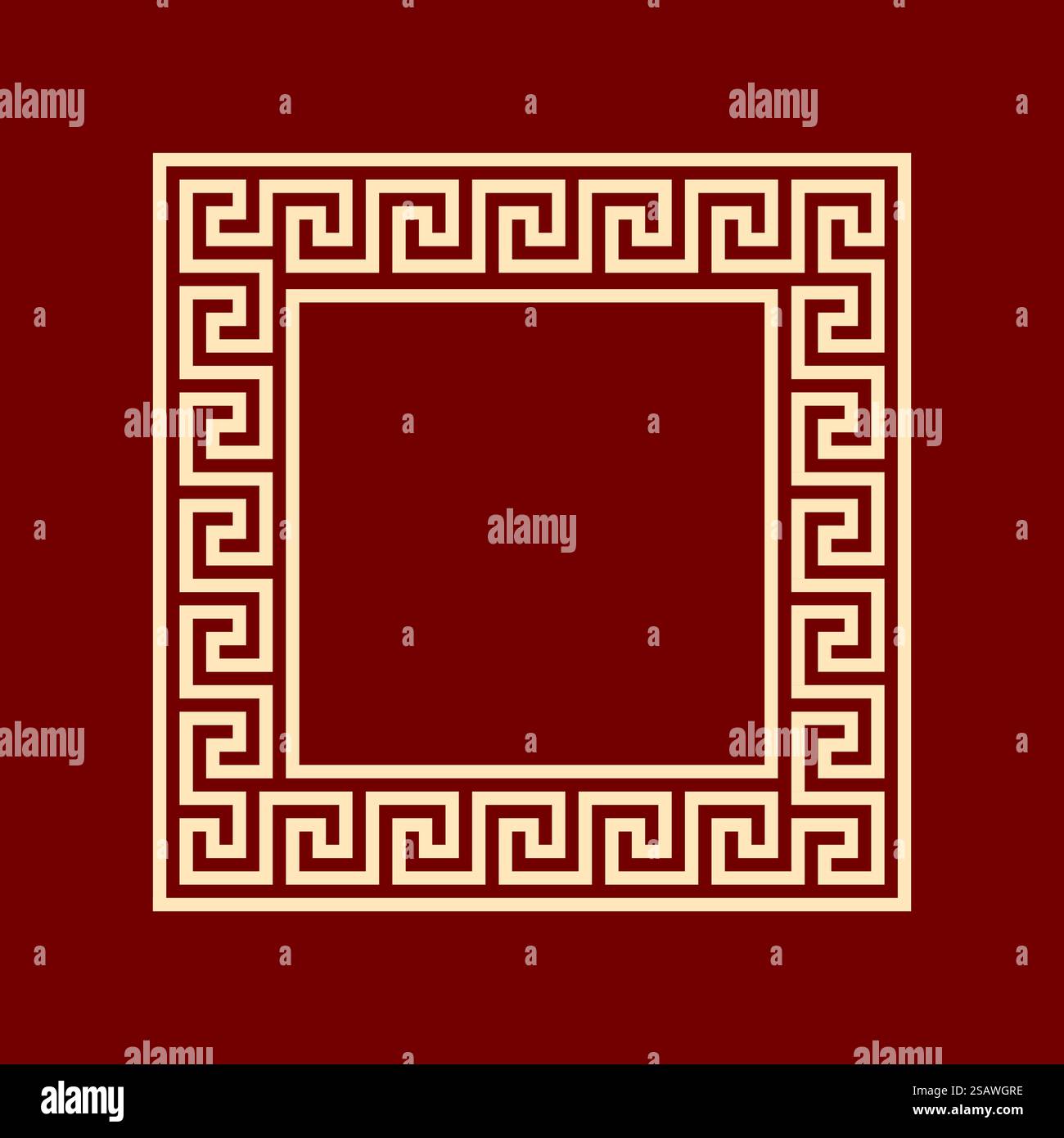 square frame meander ansient pattern, vector illustration. square frame ...