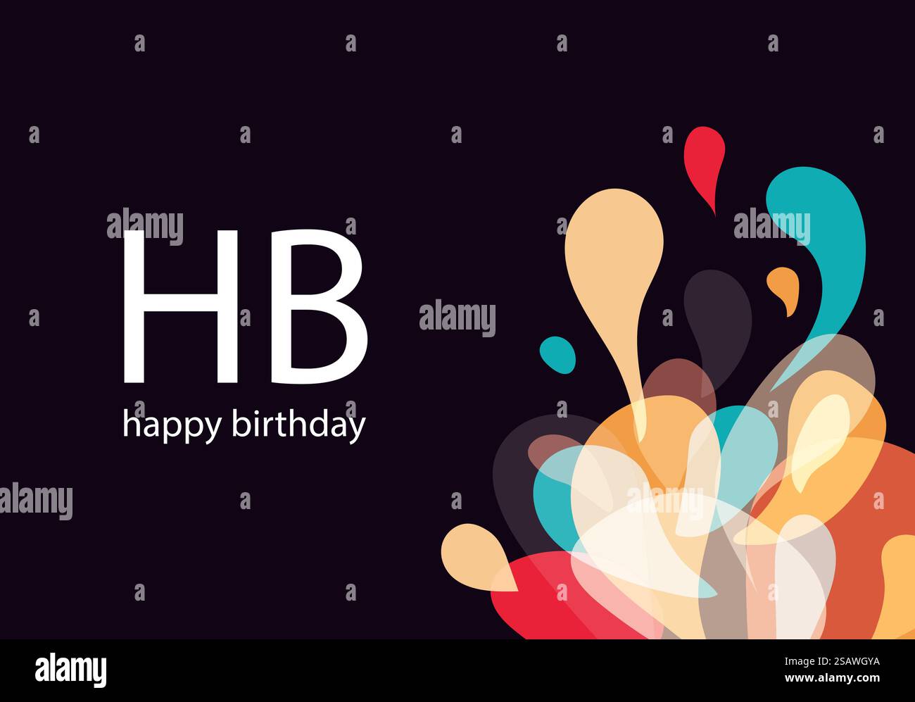 Happy birthday card vector. Amorphous abstract background design. Color ...