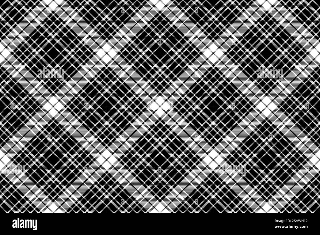 Black and white diagonal plaid seamless pattern. Vector illustration ...