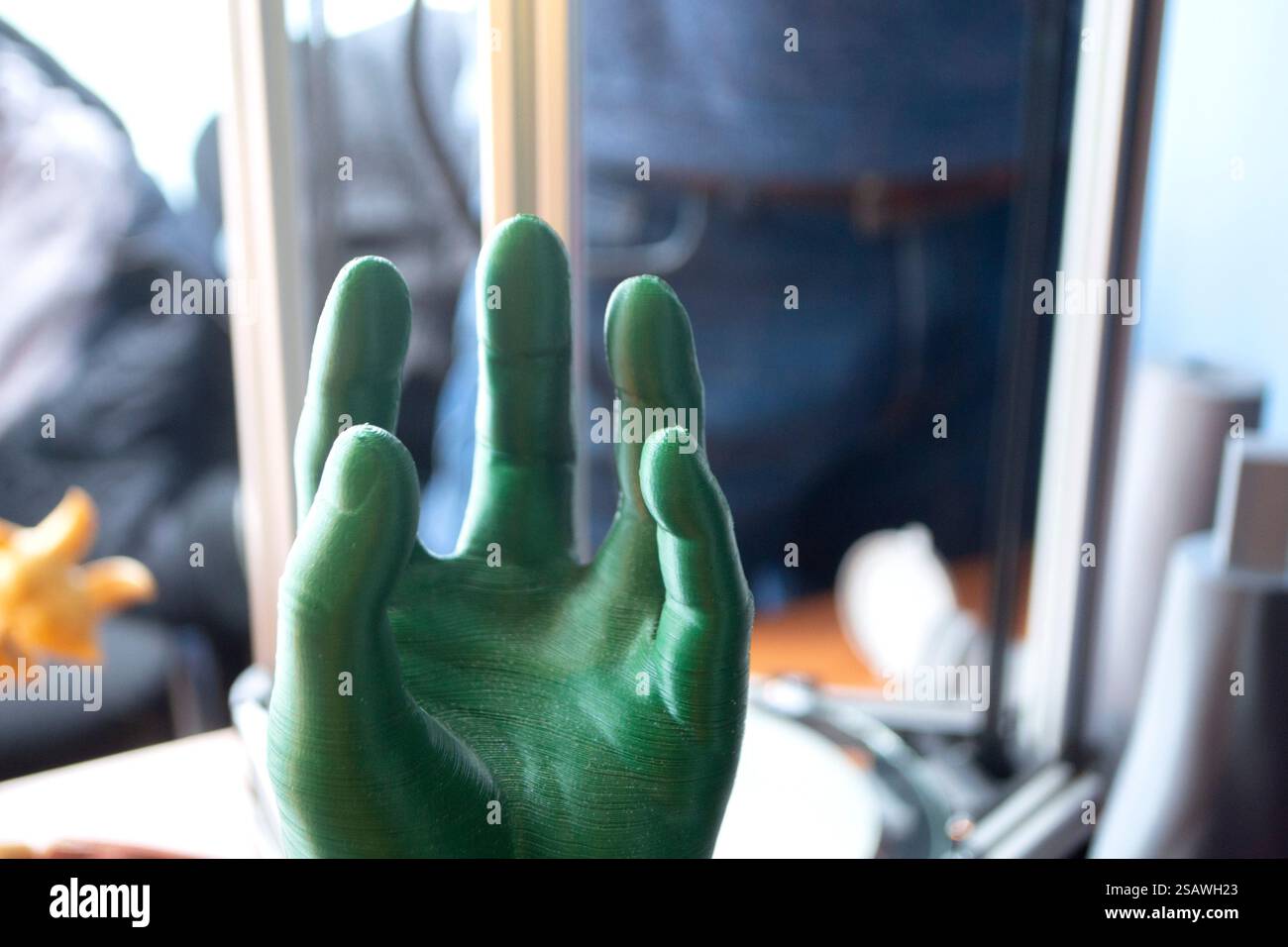 Art objects human hand printed on 3D printer. Interior model created on ...