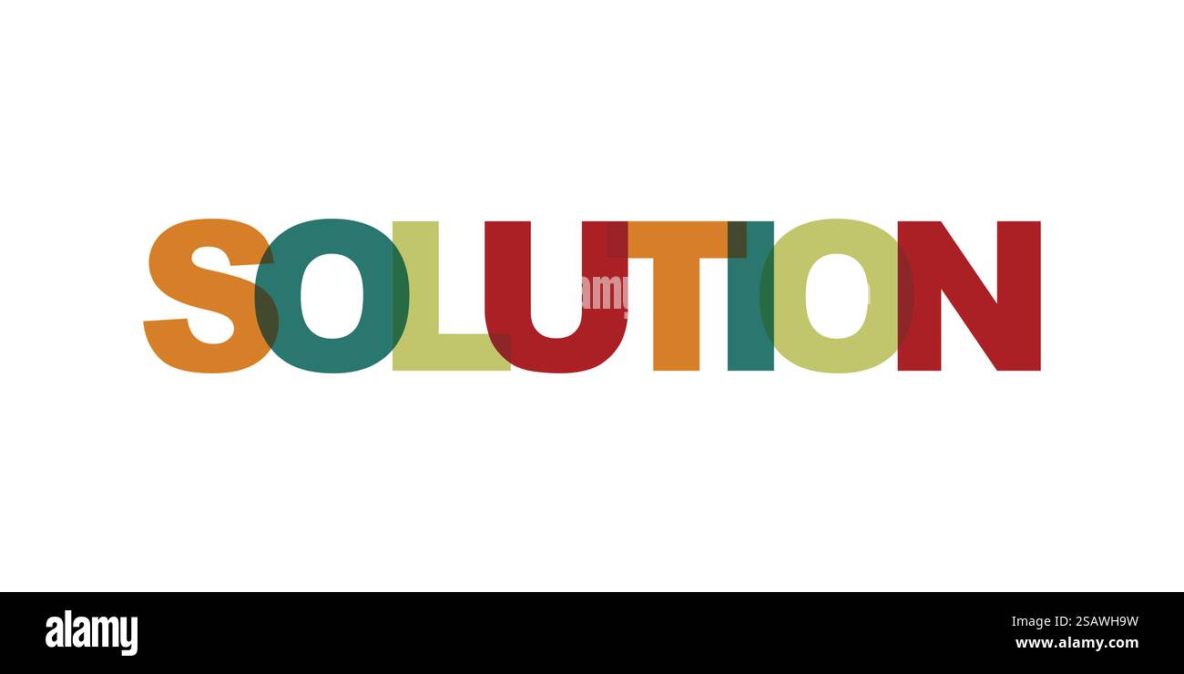 Solution business card text. Modern lettering poster. Color word art ...