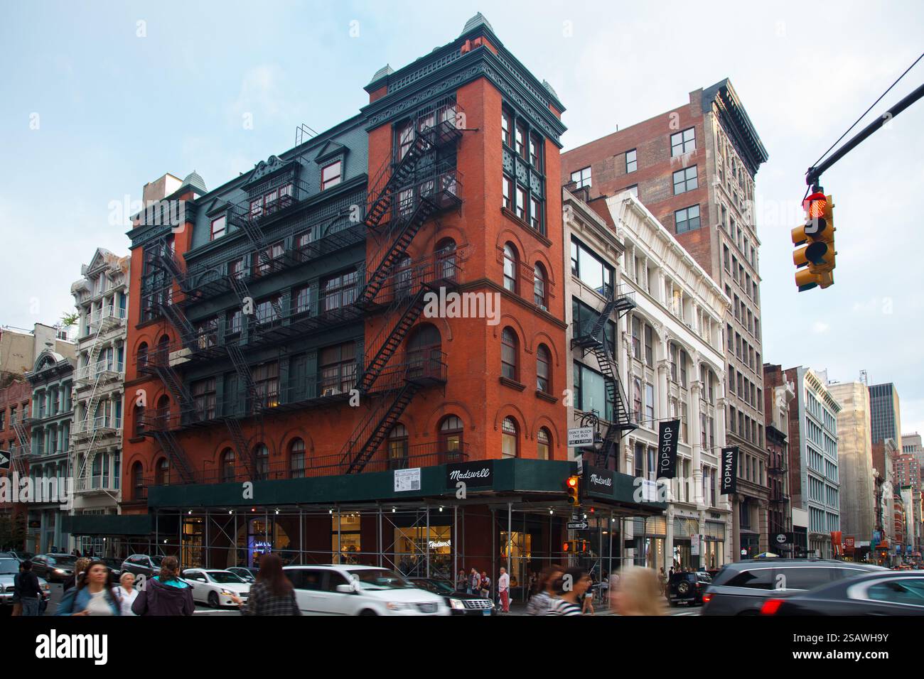 A Historical red brick building at the corner of Srping st and Broomer ...