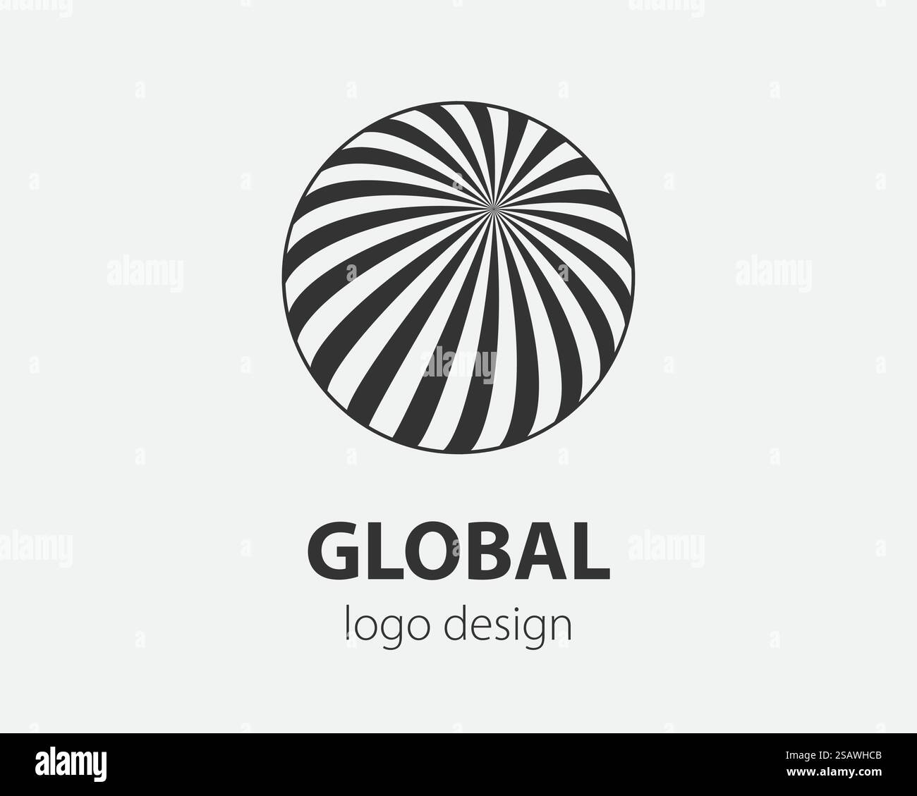 Abstract technology logo, spherical surface with abstract pattern ...