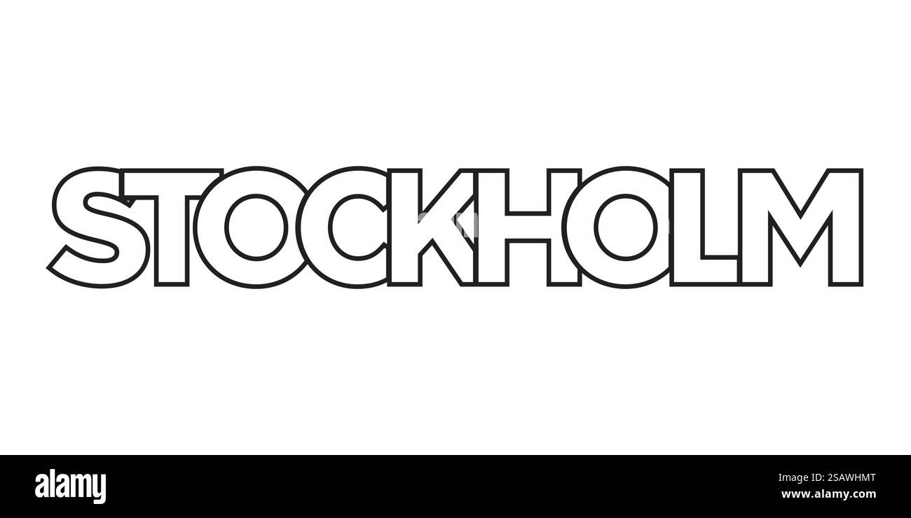 Stockholm in the Sweden emblem for print and web. Design features geometric style, vector ...