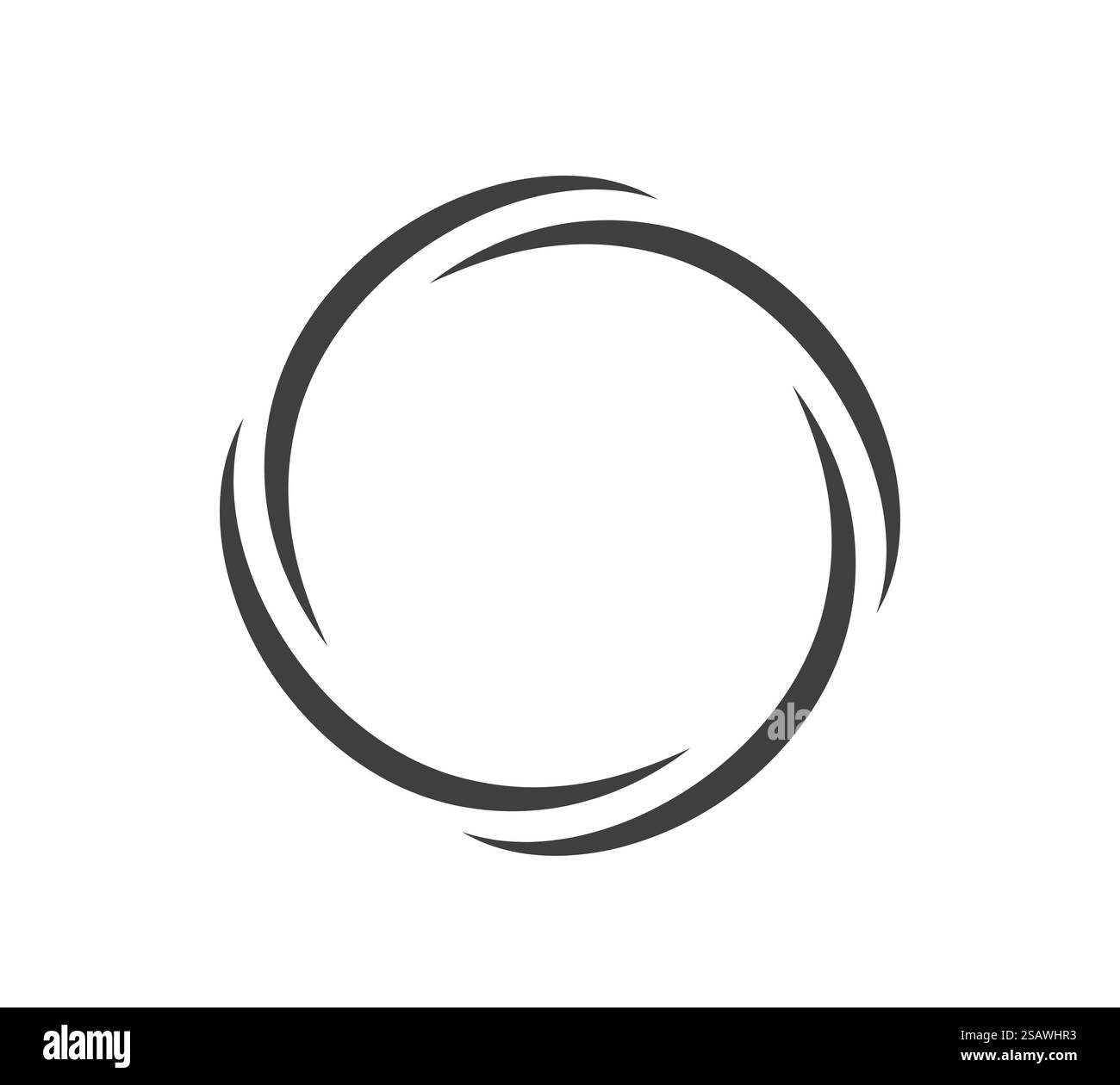 Round frame black and white vector ornament. Graphic border doodle ...