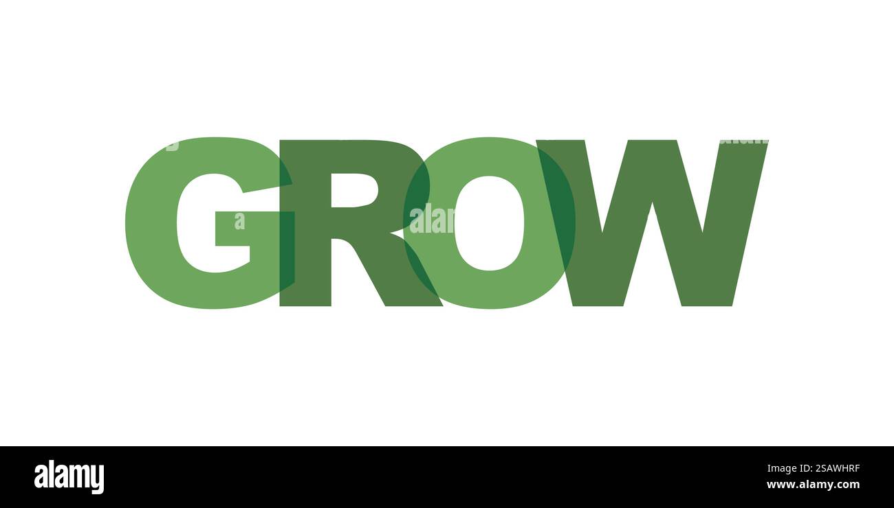 Grow business card text. Modern lettering poster. Color word art slogan ...