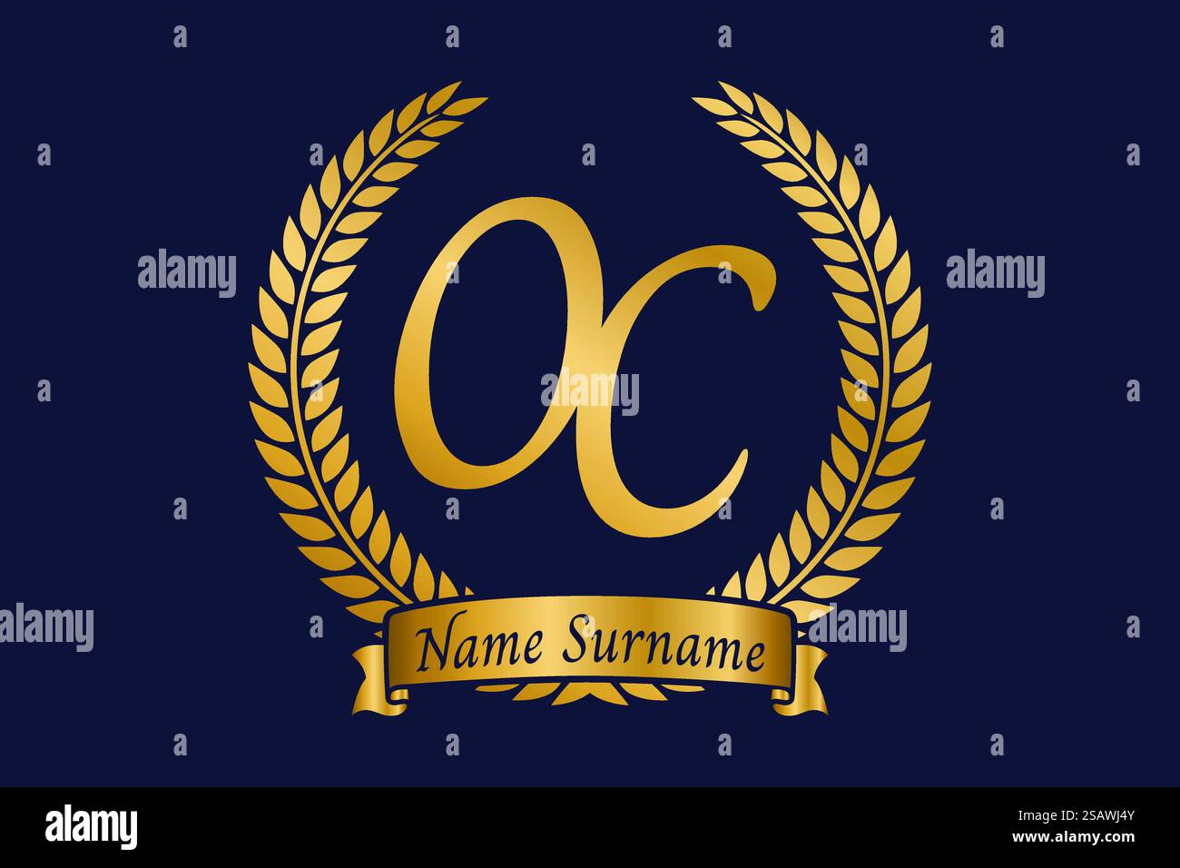 Initial letter O and C, OC monogram logo design with laurel wreath ...