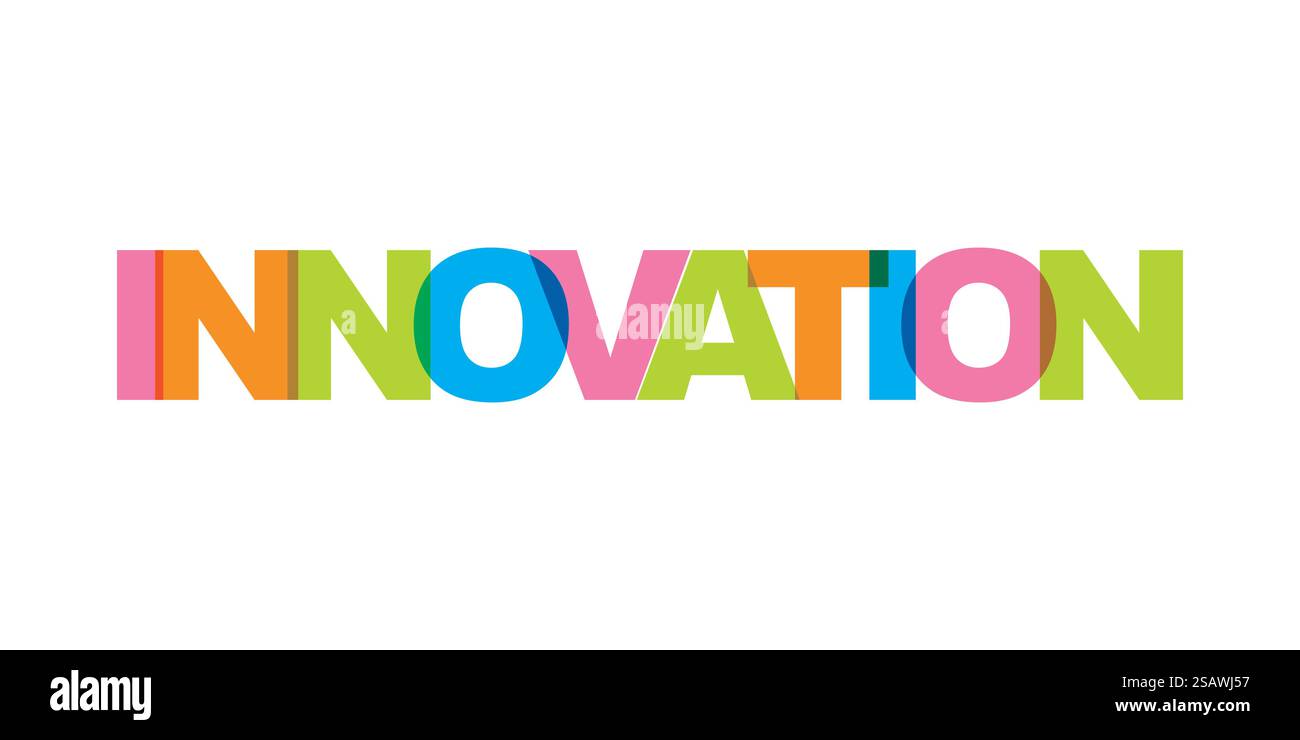 Innovation business card text. Modern lettering poster. Color word art ...