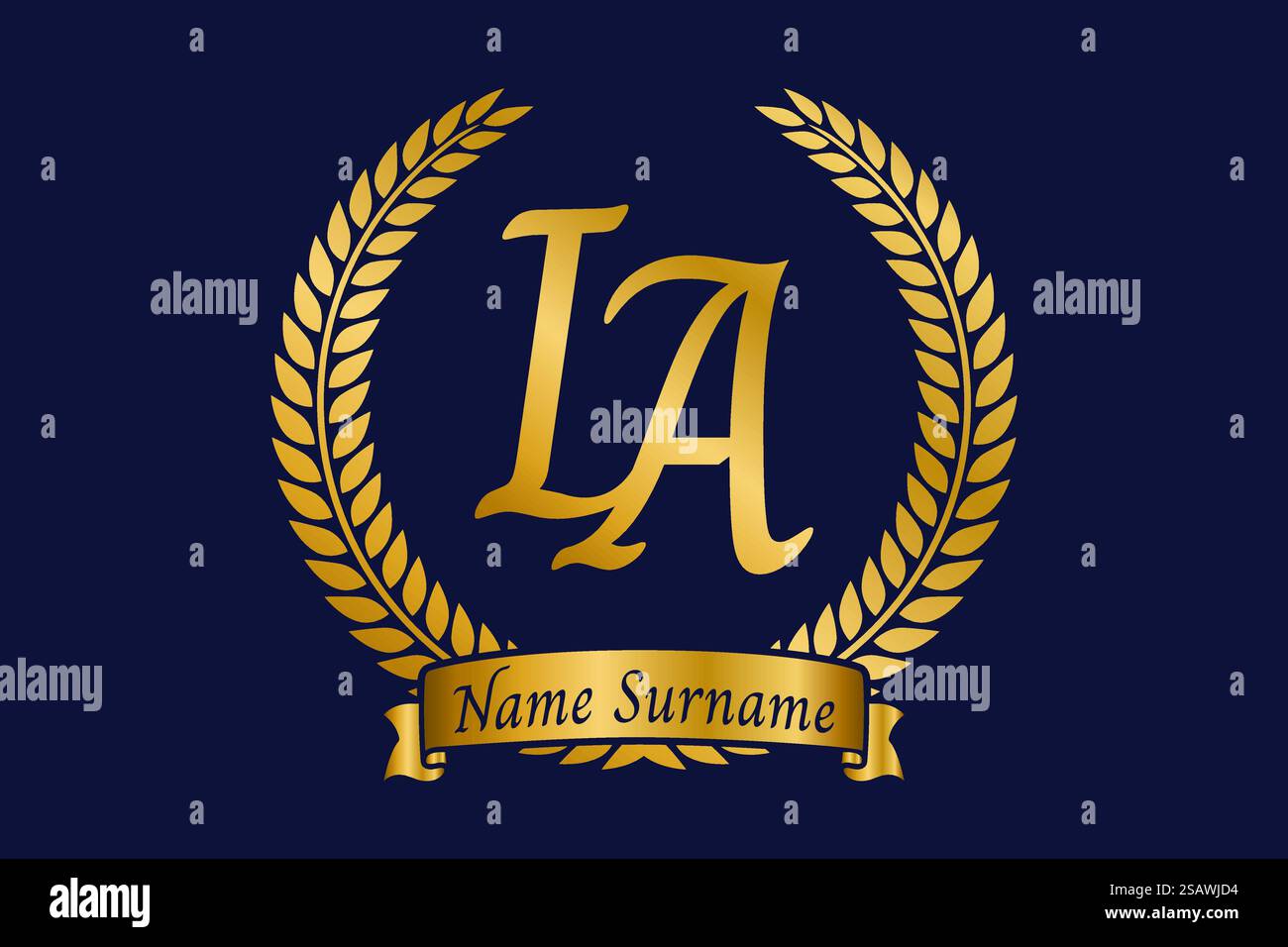 Initial letter I and A, IA monogram logo design with laurel wreath ...