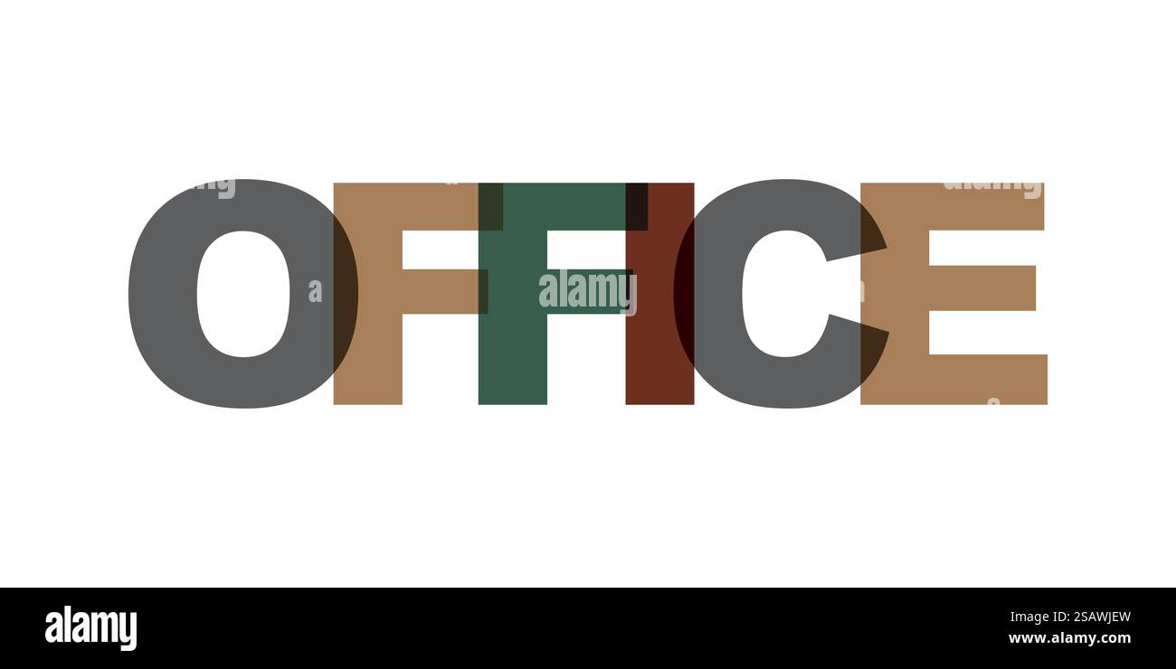 Office business card text. Modern lettering poster. Color word art ...