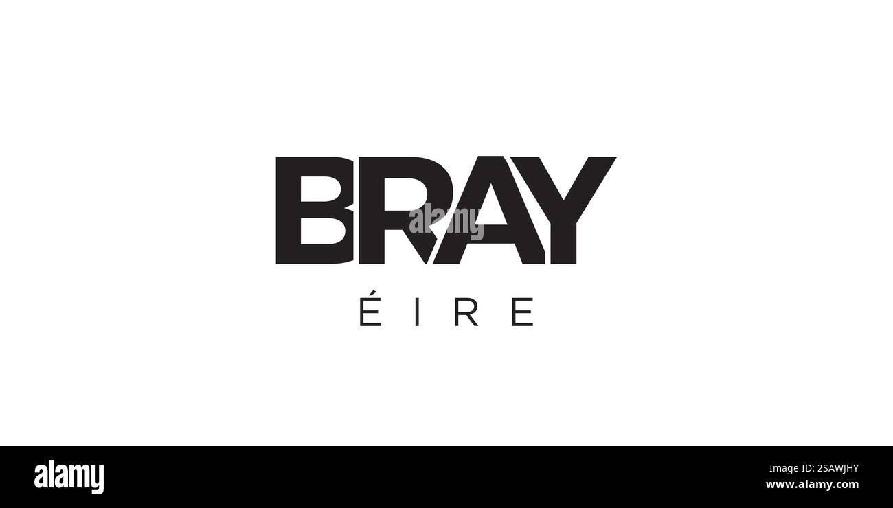 Bray in the Ireland emblem for print and web. Design features geometric style, vector ...