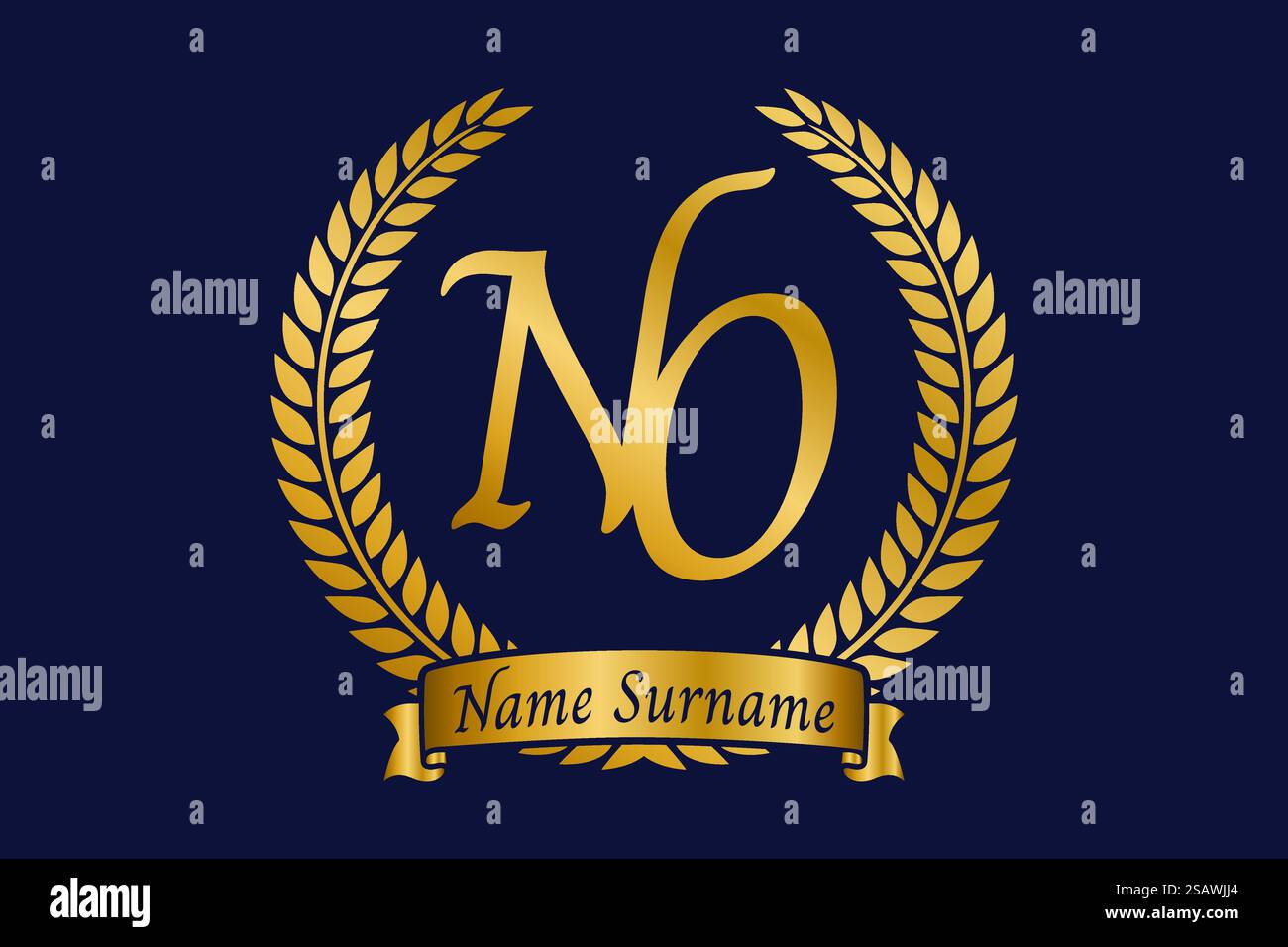 Initial letter N and O, NO monogram logo design with laurel wreath ...