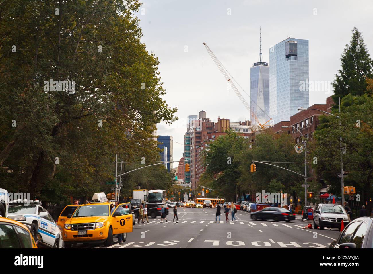 The One World Trade center skyscraper as seen from Father Demo Square ...