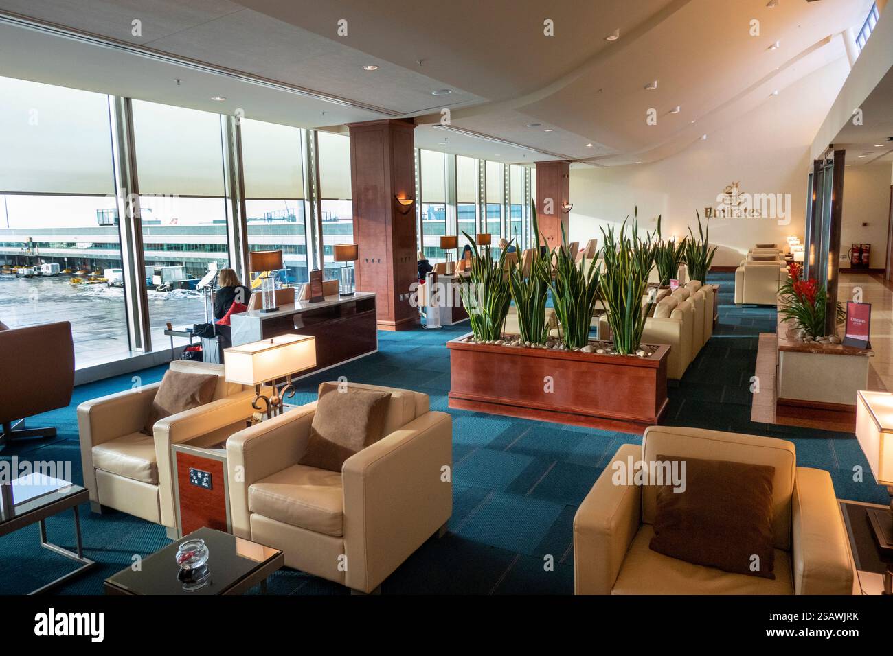 UK, England, Manchester Airport, Emirates Business and First Class ...