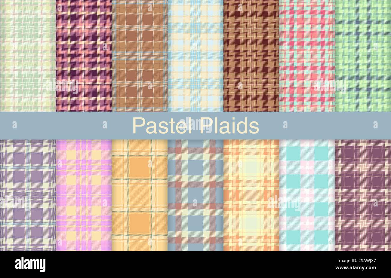 Pastel plaid collection, textile design, checkered fabric pattern for ...