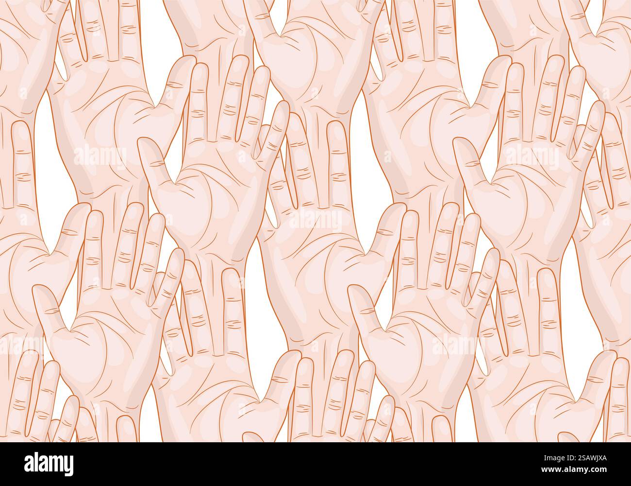 raised hands seamless pattern horizontal vector illustration. raised ...