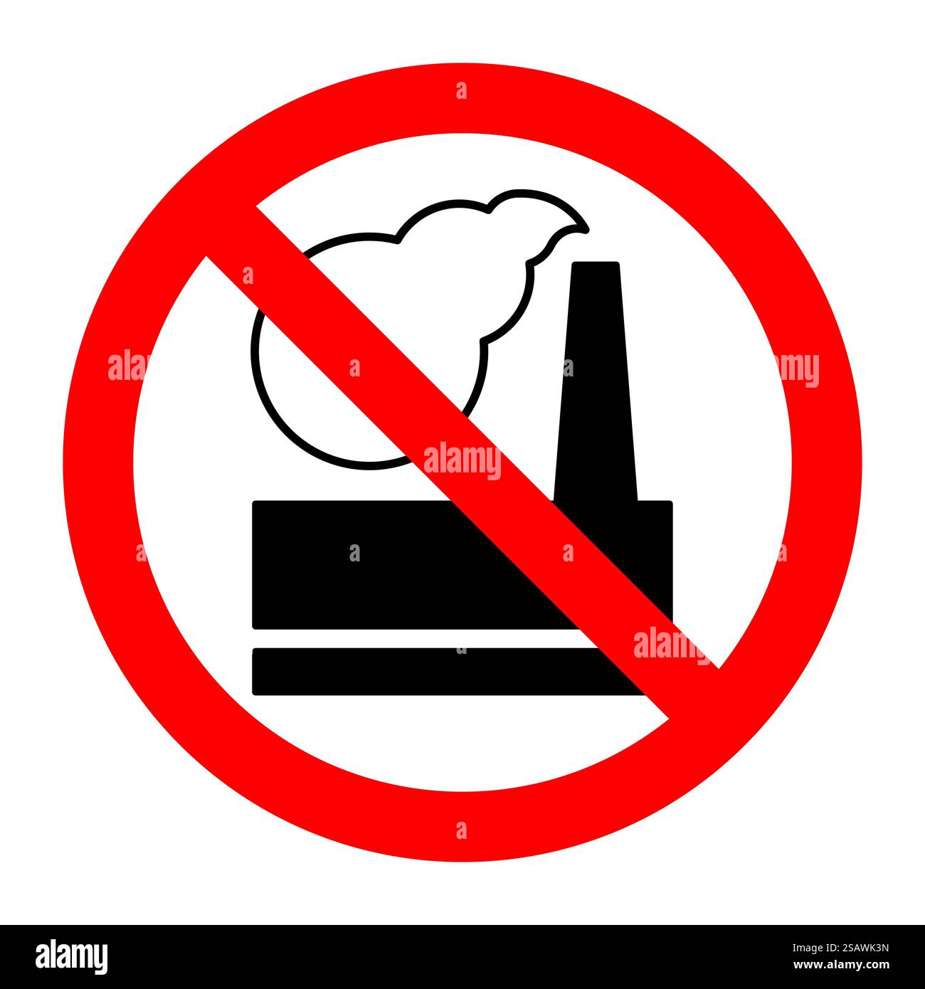 Plant air pollution into atmosphere stop forbidden prohibition sign ...
