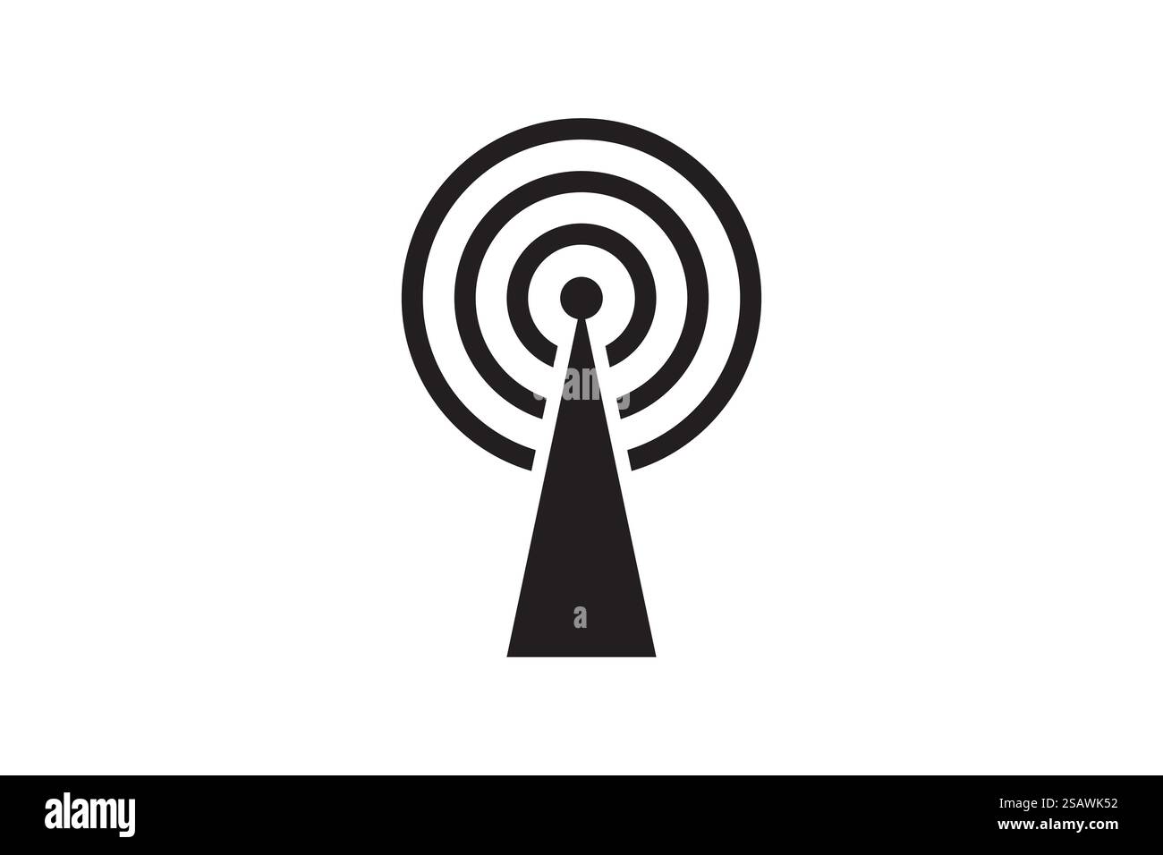 Radio tower antenna vector icon. Wireless station signal symbol. Wave connection transmission ...