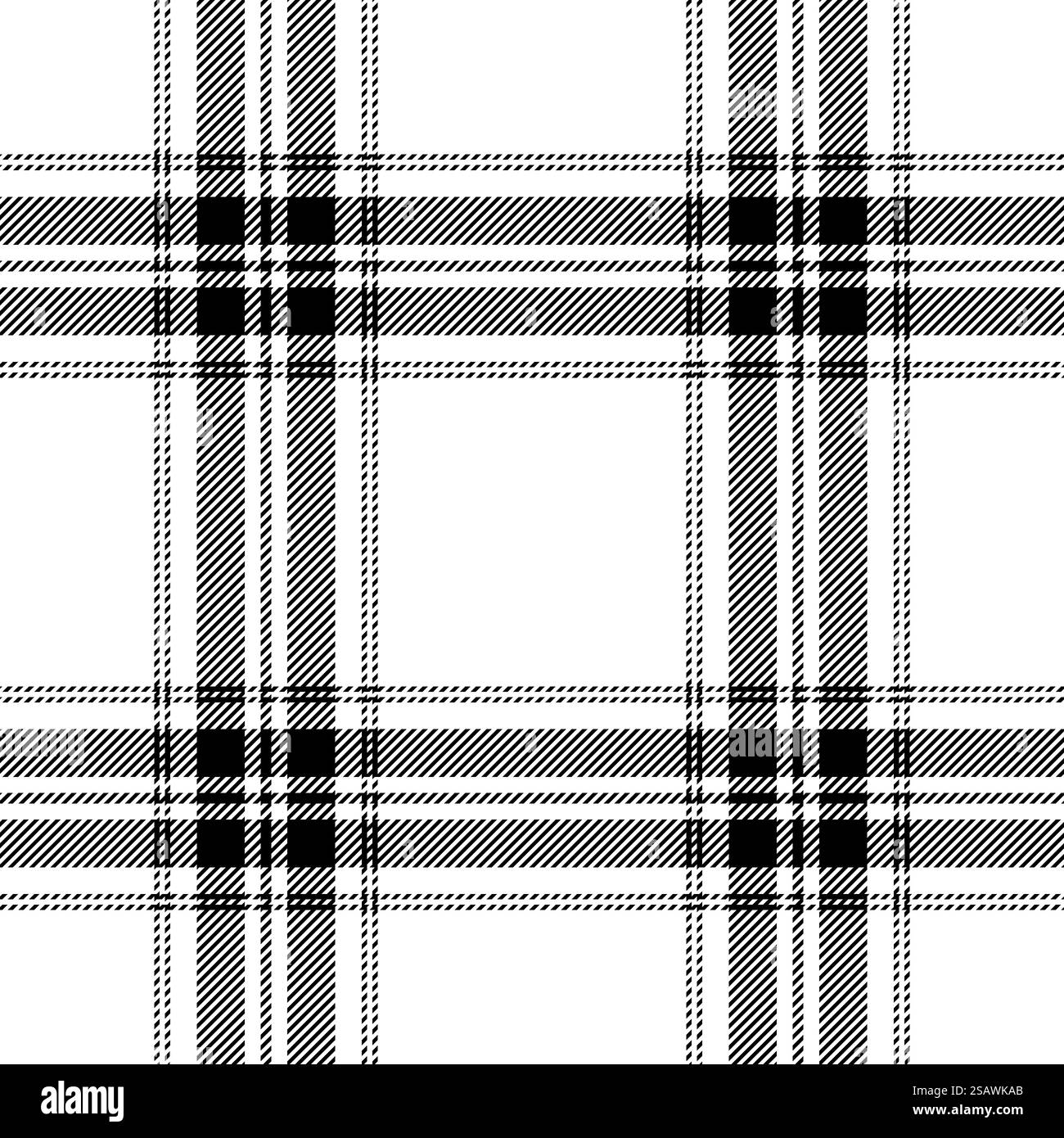 Plaid seamless pattern in black and white. Check fabric texture. Vector ...