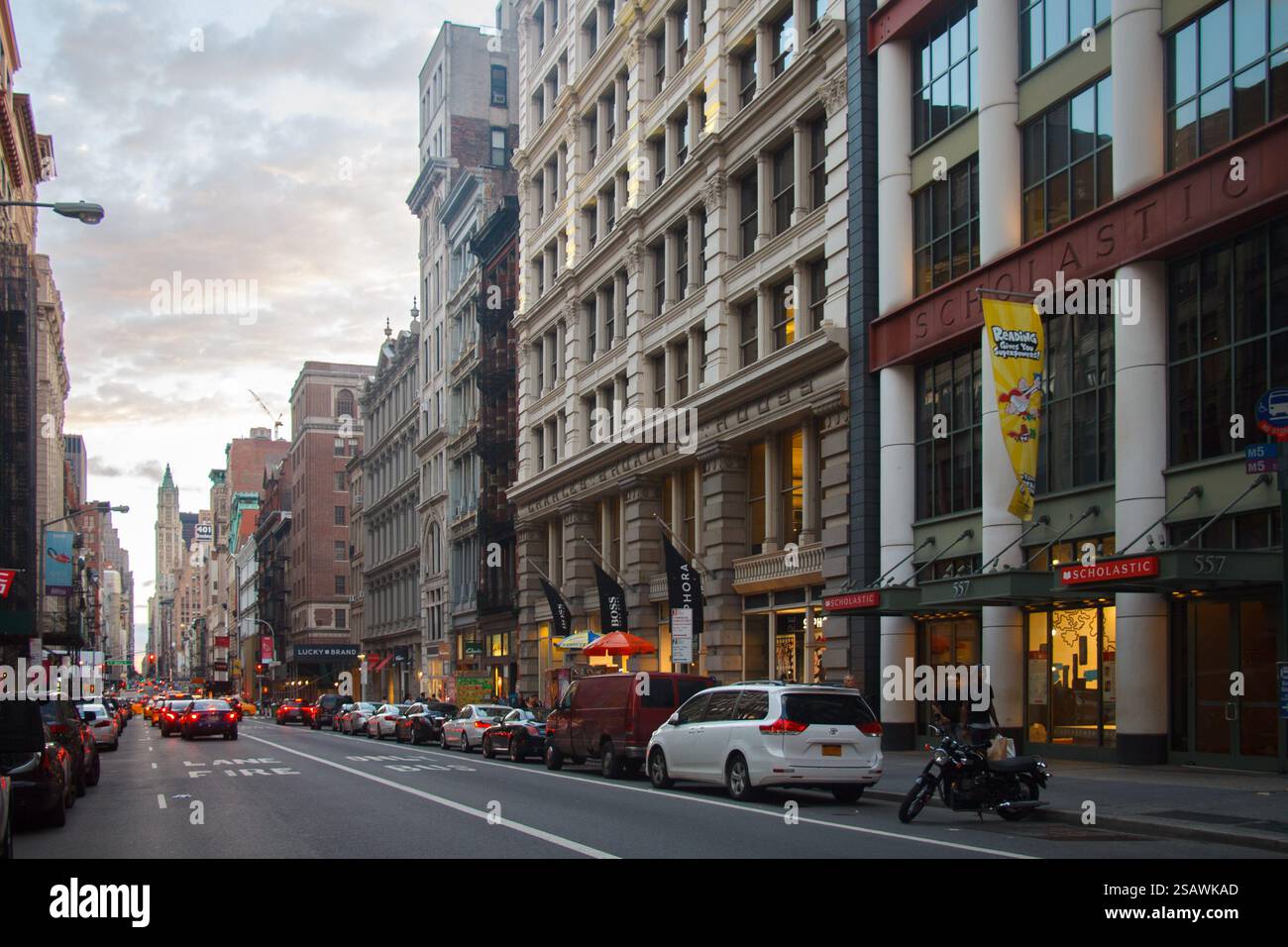 The Broadway avenue with its elegant shopsl at SOHO, Manhattan, New ...