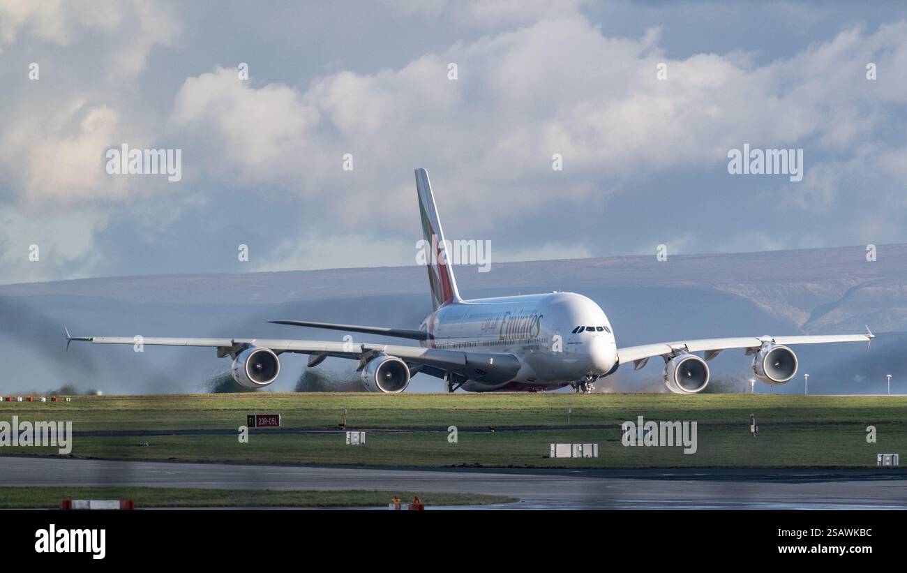 Emirates A380-861 Flight EK18 Departs Manchester for Dubai on 30 Jan ...