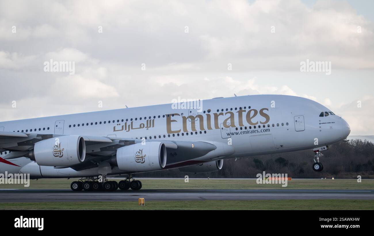 Emirates A380-861 Flight EK18 Departs Manchester for Dubai on 30 Jan ...