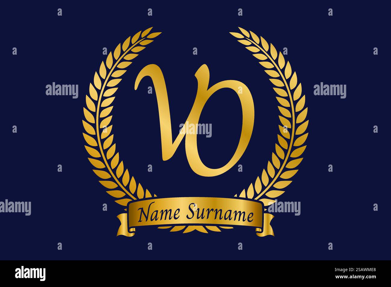Initial letter V and O, VO monogram logo design with laurel wreath ...