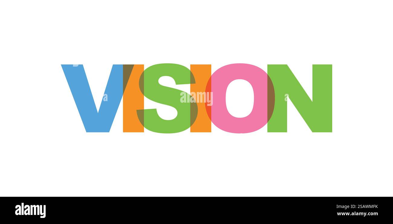 Vision card text. Modern lettering poster. Color word art slogan icon ...