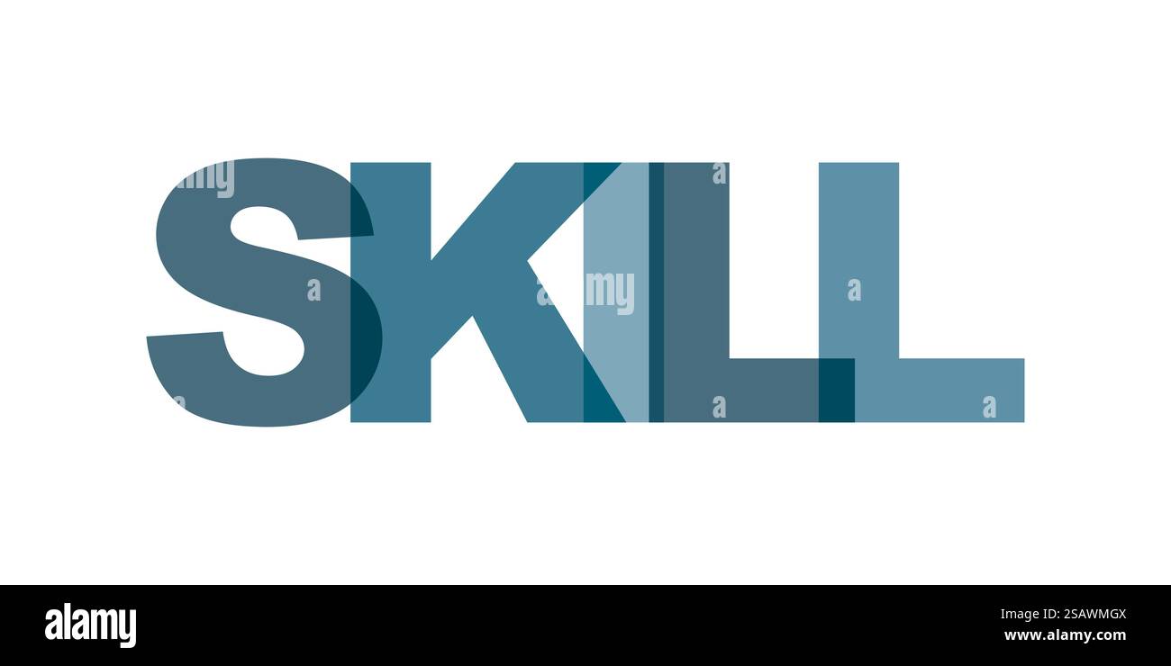 Skill business card text. Modern lettering poster. Color word art ...