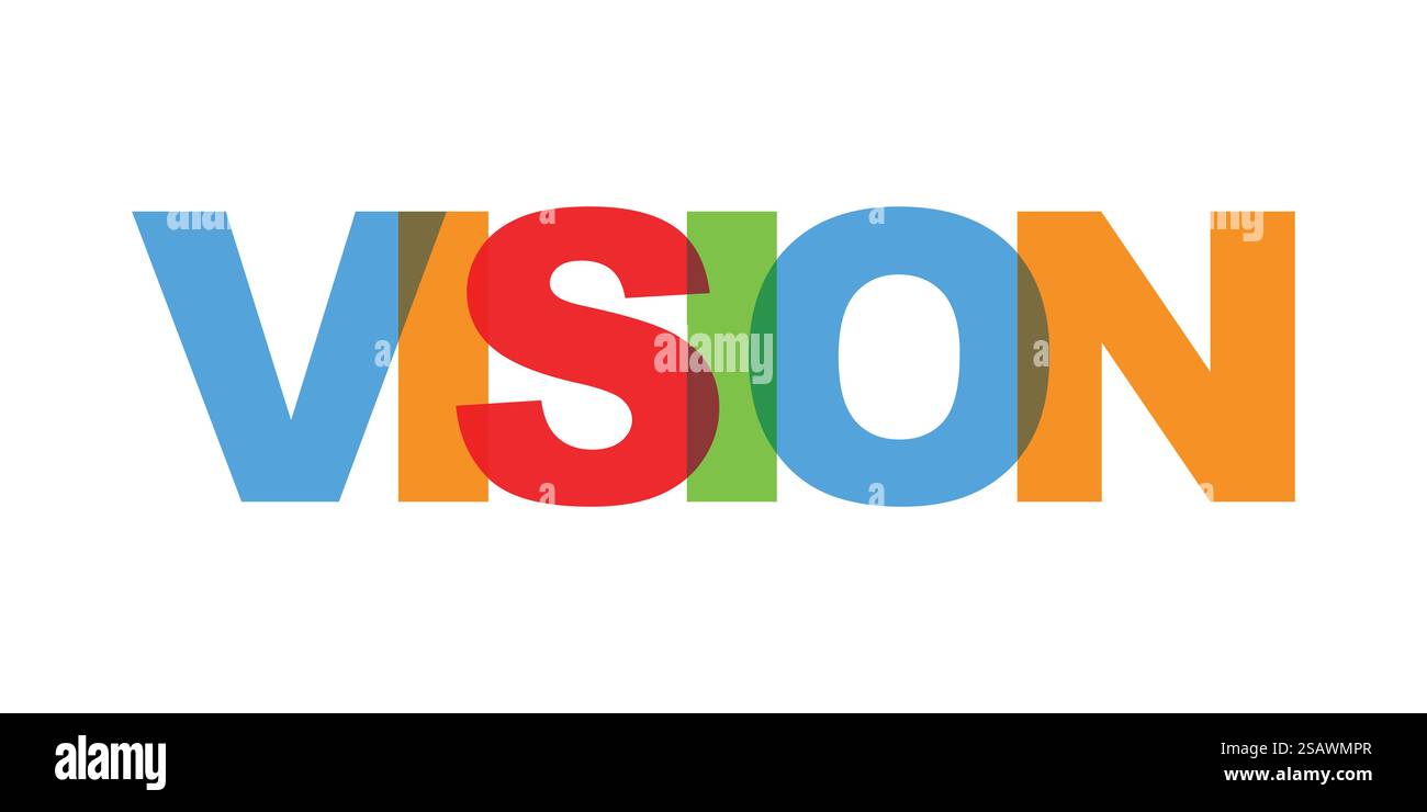 Vision business card text. Modern lettering poster. Color word art ...
