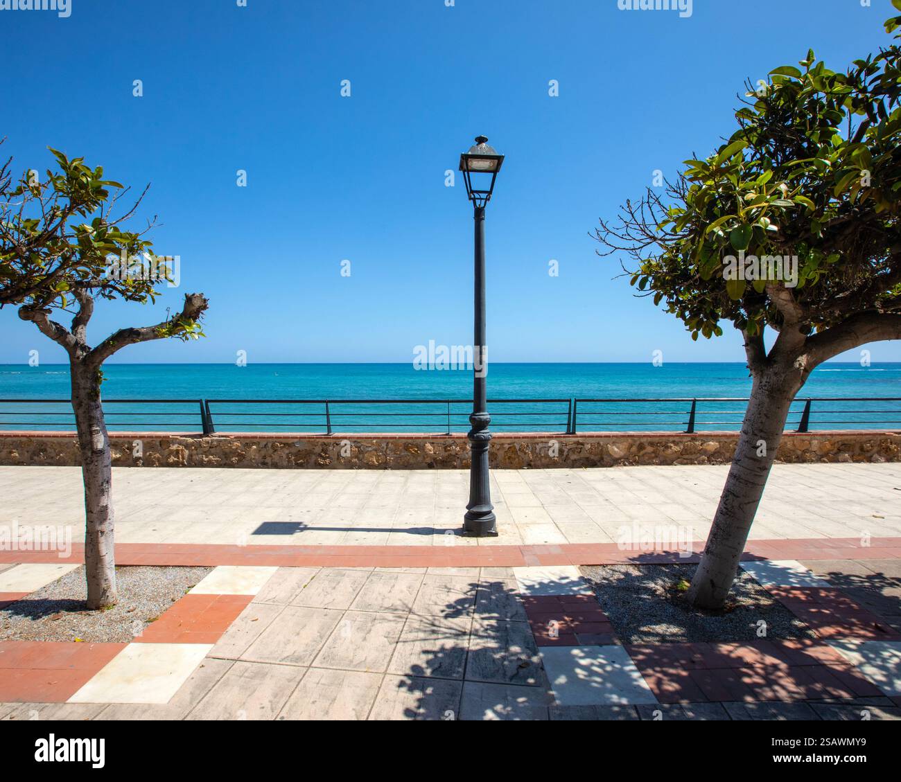 The beautiful Paseo Maritimo promenade in the town of Benalmadena in ...