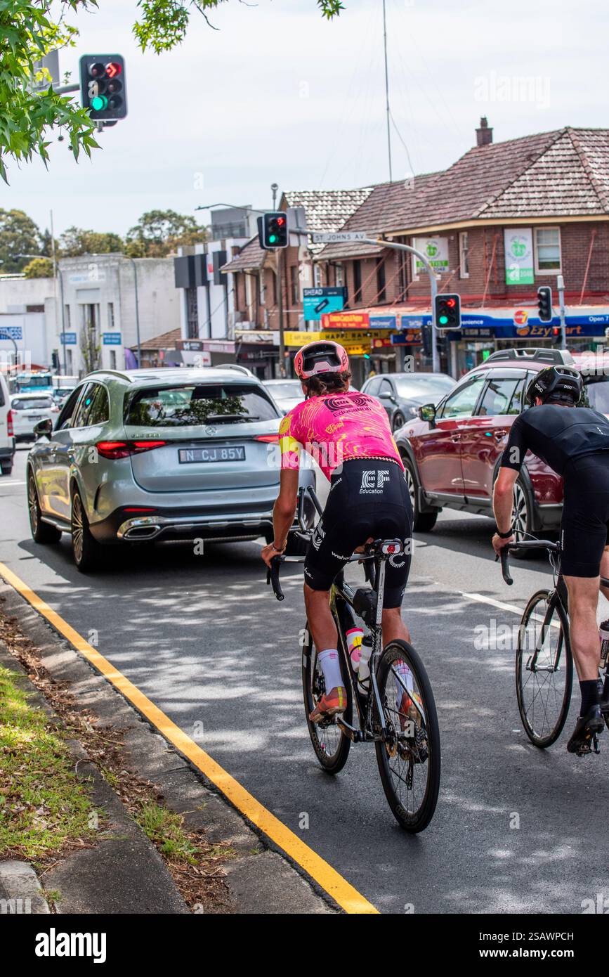 Lachlan Morton riding on the Pacific Highway through the northern ...