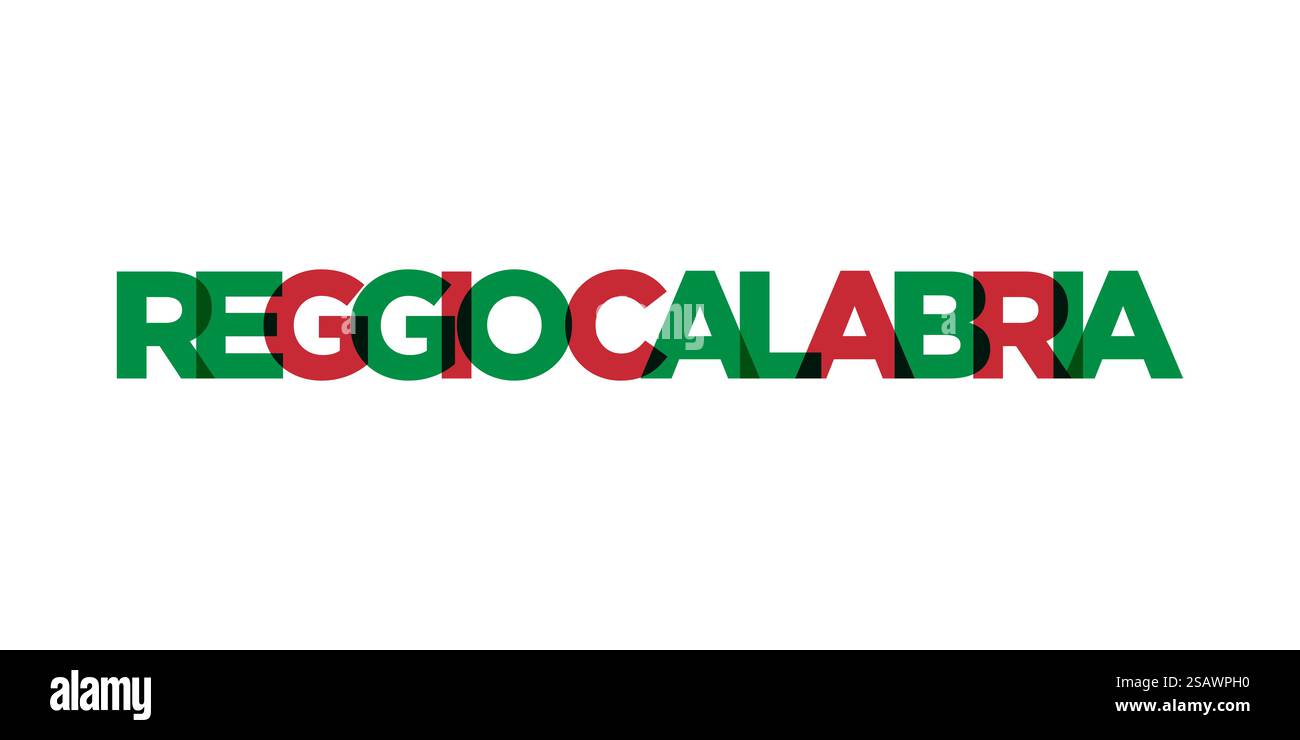 Reggio Calabria in the Italia emblem for print and web. Design features geometric style, vector ...