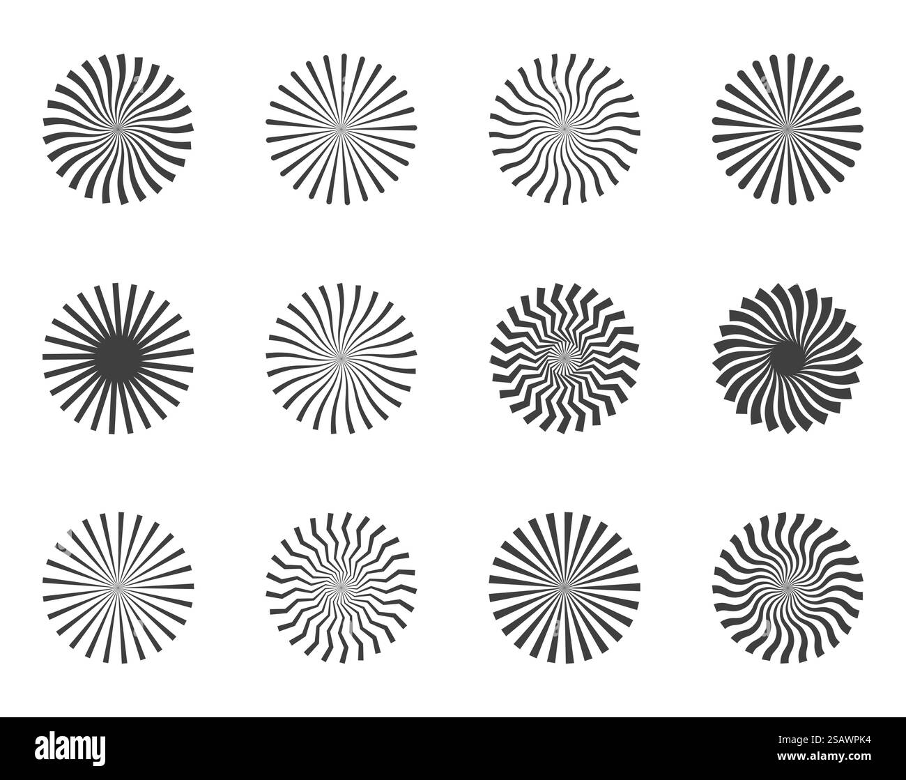 Spiral and swirl motion twisting circles design element set. Vector ...